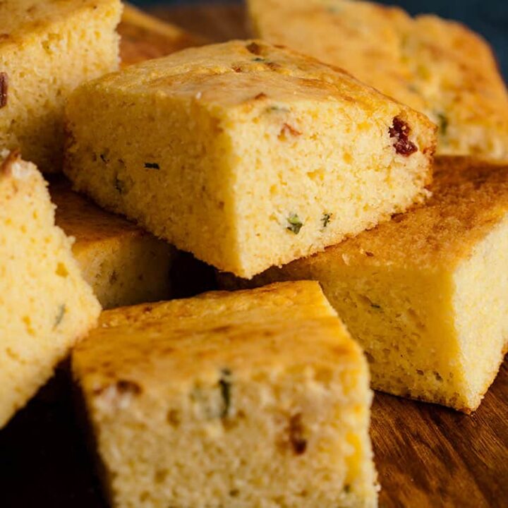 Cornbread, with sundried tomatoes and basil | Only Crumbs Remain