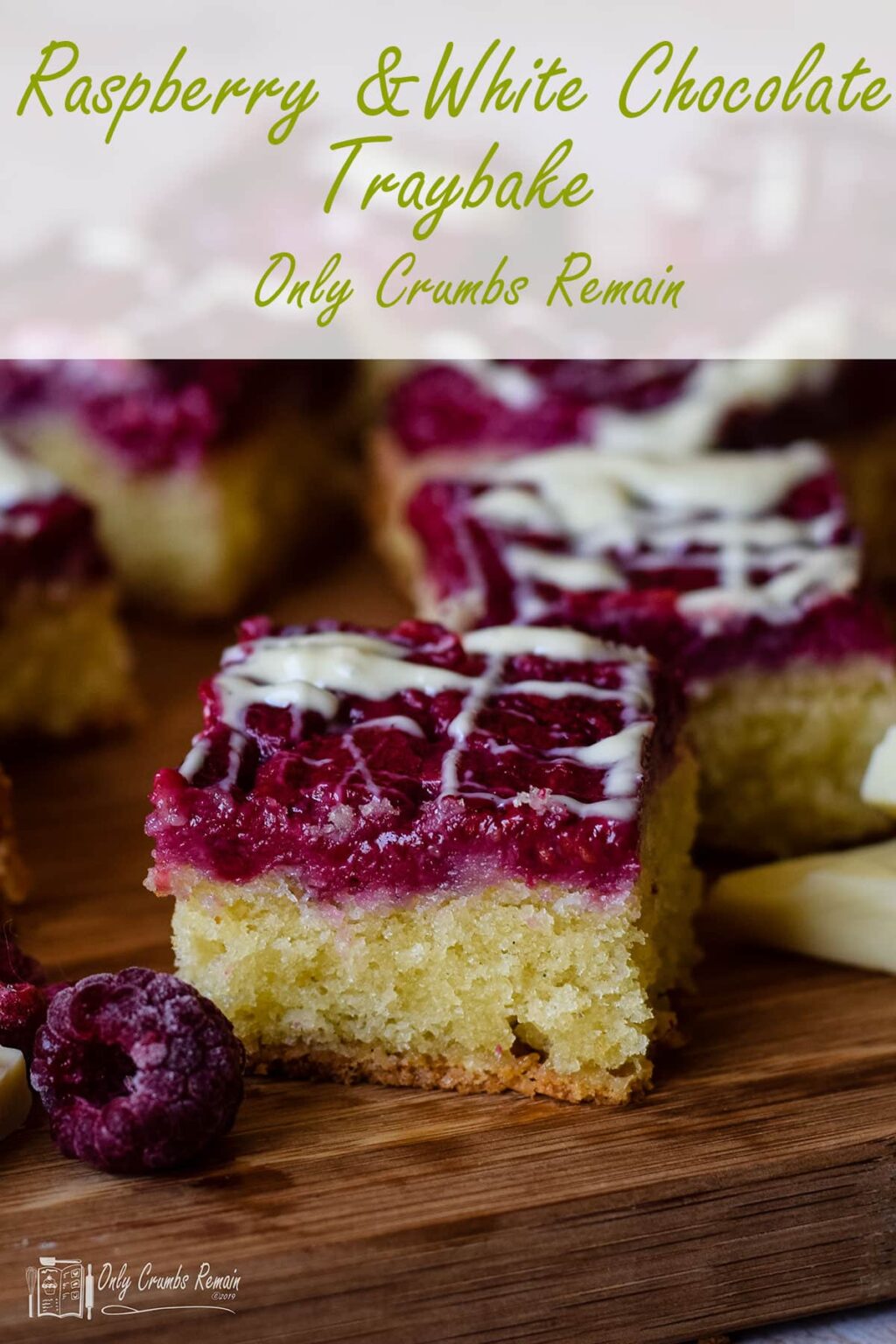 Raspberry and White Chocolate Traybake Cake | Only Crumbs Remain