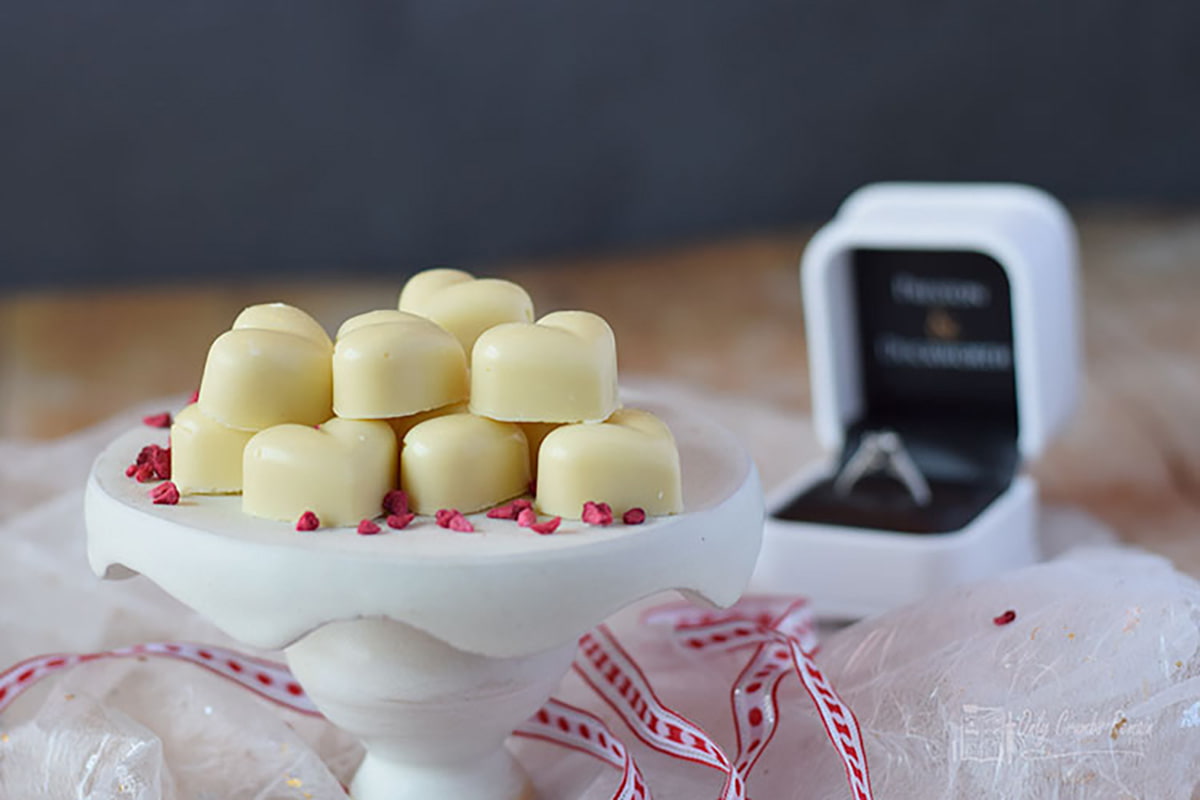 Homemade Raspberry Cream White Chocolates | Only Crumbs Remain