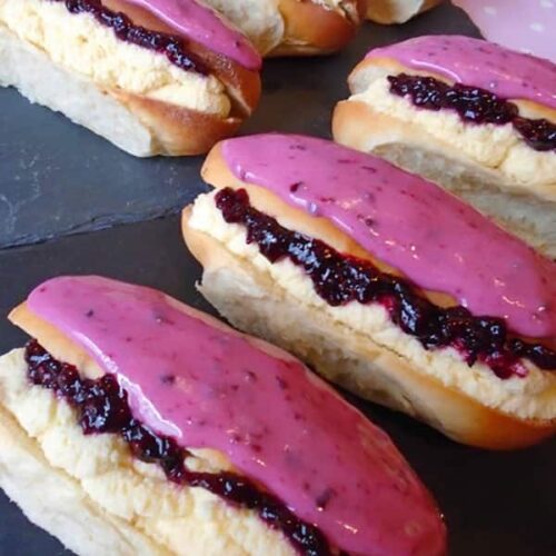 Blackberry and White Chocolate Iced Finger Buns | Only Crumbs Remain