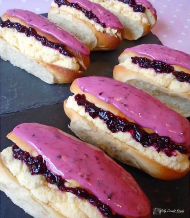 Blackberry and White Chocolate Iced Finger Buns | Only Crumbs Remain