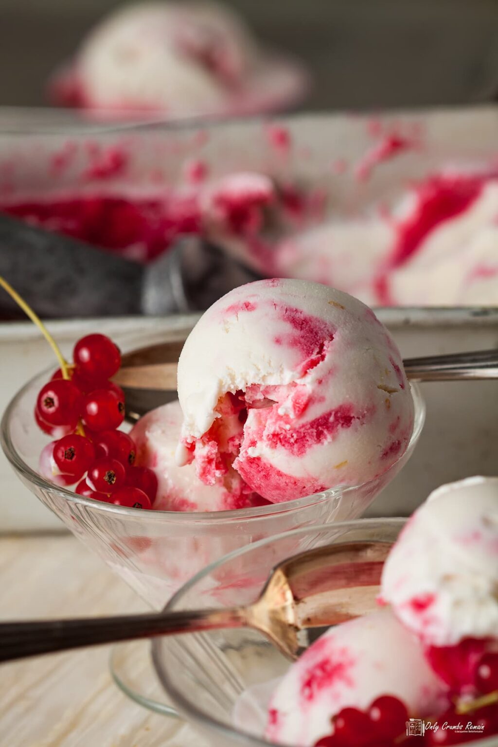 Mascarpone and redcurrant ripple icecream | Only Crumbs Remain