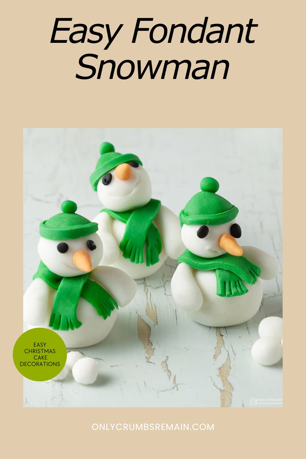 Easy Fondant Snowman Cake Decoration | Only Crumbs Remain